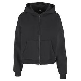 Sweatjacke Urban Classics "Urban Classics Damen Ladies Boxy Zip Hoody", Damen, Gr. 4XL, schwarz, 65% Baumwolle, 35% Elasthan, unifarben, Sweatjacken Sweatjacke
