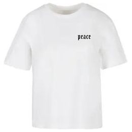 T-Shirt MISS TEE "Miss Tee Damen Girls Peace Hand Tee", Damen, Gr. M, wei&szlig;, 100% Baumwolle, bedruckt, oversize, Rundhals, Shirts T-Shirt