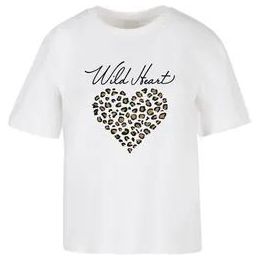 T-Shirt MISS TEE "Miss Tee Wild Heart Leo Tee", Damen, Gr. M, wei&szlig;, 100% Baumwolle, bedruckt, oversize, Rundhals, Shirts T-Shirt
