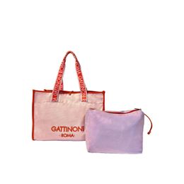 Tragetasche GATTINONI "Jane Canvas Large Shopping Bag Damen", Damen, Gr. B/H/T: 35cm onesize, leuchtendes lila, lila, orange, Baumwolle, Taschen, Tragetasche Damen, Shopper, Strandtasche, Fashion, Lifestyle, Sale
