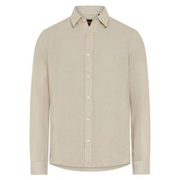 Leinenhemd BOSS Orange "Relegant 6 M", Herren, Gr. L, N-Gr, light beige271, Web, Obermaterial: 100% Leinen, unifarben, regular fit normal, Rundhals, 2-Knopf-Manschette, Hemden, Kentkragen, reines Leinen, Regular Fit
