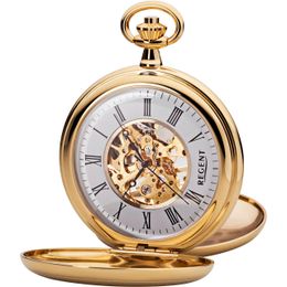Regent Uhren Taschenuhr REGENT "P701-19363040", gold (goldfarben), Taschenuhren, Damen, Taschenuhr, Herrenuhr, Handaufzug, skelettiertes Zifferblatt, Geschenkidee