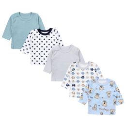 Langarmshirt TUPTAM "Shirt Baby Jungen Langarmshirt 5er Set", M&auml;dchen, Gr. 80, blau (mehrfarbig 10), Obermaterial: 100% Baumwolle CO., Shirts Langarmshirt