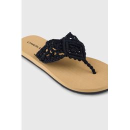 O`Neill Zehentrenner O'NEILL "DITSY CROCHET SANDALS", Damen, Gr. 38, schwarz out, Synthetik, Schuhe Zehentrenner, Sommerschuh, Sandale, Schlappen, mit Gummilaufsohle