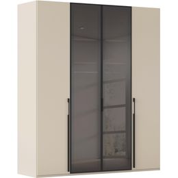 Dreht&uuml;renschrank Rauch "Schrank Garderobe SKAT SHINE Breiten 151/201/251/301cm, H&ouml;he 223/235cm", beige (champagner), B:201cm H:223cm T:63cm, Glas, Holzwerkstoff, Schr&auml;nke, Dreht&uuml;renschrank, edle Schrankfront mittig hochwertige Glasrahment&uuml;ren MADE IN GERMANY