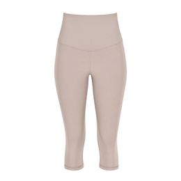 Leggings WINSHAPE "3/4 Functional Comfort HWL217C", Damen, Gr. L, Normalgr&ouml;&szlig;en, cappuccino, 85% Polyester, 15% Elasthan, Hosen Leggings, mit V-Shape Applikation und Core-Bund