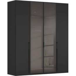 Dreht&uuml;renschrank Rauch "Schrank Garderobe SKAT SHINE Breiten 151/201/251/301cm, H&ouml;he 223/235cm", schwarz, B:201cm H:223cm T:63cm, Glas, Holzwerkstoff, Schr&auml;nke, Dreht&uuml;renschrank, edle Schrankfront mittig hochwertige Glasrahment&uuml;ren MADE IN GERMANY