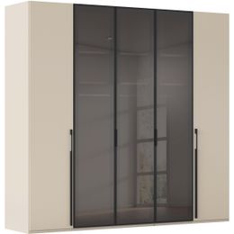 Dreht&uuml;renschrank Rauch "Schrank Garderobe SKAT SHINE Breiten 151/201/251/301cm, H&ouml;he 223/235cm", beige (champagner), B:251cm H:223cm T:63cm, Glas, Holzwerkstoff, Schr&auml;nke, Dreht&uuml;renschrank, edle Schrankfront mittig hochwertige Glasrahment&uuml;ren MADE IN GERMANY