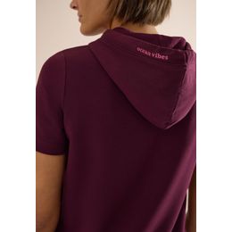 Kapuzenshirt Cecil, Damen, Gr. M (40), sweet grape rot, Jersey, Obermaterial: 48% Baumwolle, 48% Modal, 4% Elasthan, bedruckt, regular fit normal, ohne Ausschnitt, Shirts Kapuzenshirt, mit Schriftzug