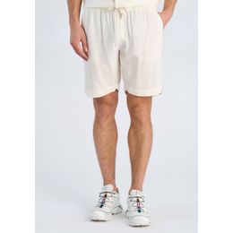 Shorts LINDBERGH "Freizeitshorts Wide Fit", Herren, Gr. L, sanftes wei&szlig;, Obermaterial: 100% Baumwolle, unifarben, weit, Hosen Shorts