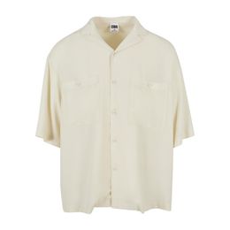 Langarmhemd Urban Classics "Urban Classics Herren Oversized Resort Shirt", Herren, Gr. 5XL, US-Gr&ouml;&szlig;en, sandwei&szlig;, 100% Viskose, unifarben, Hemden