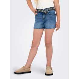 Jeansshorts KIDS Only "KOGELLA WIDE DNM SHORTS", M&auml;dchen, Gr. 128, N-Gr, light medium blau denim, Denim/Jeans, Obermaterial: 100% Baumwolle, unifarben, gerade ca. Mitte Oberschenkel, Jeans Jeansshorts