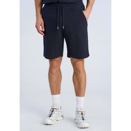 Shorts LINDBERGH "Freizeitshorts Wide Fit", Herren, Gr. L, navy, Obermaterial: 100% Baumwolle, unifarben, weit, Hosen Shorts