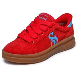 Sneaker Skechers "COURTSIDE-CALI GIRLZ", Herren, Gr. 35, rot, blau, Veloursleder, aufgeraut, unifarben mit Farbeinsatz, Schuhe Sneaker, Basket-Sneaker, Schn&uuml;rschuh mit Slip-Ins Funktion