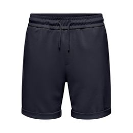 Only & Sons Sweatshorts ONLY & SONS "ONSNEWKODYL REG S SHORTS BP", Herren, Gr. L, N-Gr, schwarz navy, Sweatware, Obermaterial: 62% Polyester, 33% Viskose, 5% Elasthan, unifarben, regular fit ca. Mitte Oberschenkel, Hosen Sweatshorts, Materialmix, normal geschnitten