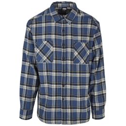 Langarmhemd Urban Classics "Urban Classics Herren Lake Check Shirt", Herren, Gr. M, US-Gr&ouml;&szlig;en, dunkelblau, sandwei&szlig;, 55% Baumwolle, 45% Polyester, Hemden