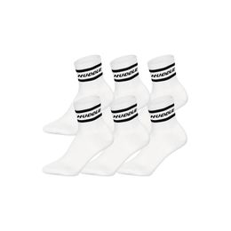 Kurzsocken HUDDLE "Socken HUDDLE 6pk Short Crew Socks Stripe 6er Pack", Herren, Gr. 35-38, wei&szlig;, Obermaterial: 81% Polyester PES. 16% Baumwolle CO. 3% Elasthan EL., Socken