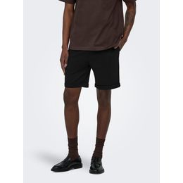 Only & Sons Sweatshorts ONLY & SONS "ONSNEWKODYL REG S SHORTS BP", Herren, Gr. L, N-Gr, schwarz, Sweatware, Obermaterial: 62% Polyester, 33% Viskose, 5% Elasthan, unifarben, regular fit ca. Mitte Oberschenkel, Hosen Sweatshorts, Materialmix, normal geschnitten