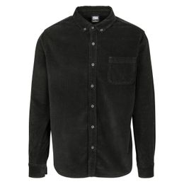 Langarmhemd Urban Classics "Urban Classics Herren Corduroy Shirt", Herren, Gr. L, US-Gr&ouml;&szlig;en, schwarz, 100% Baumwolle, unifarben, normal, Hemden