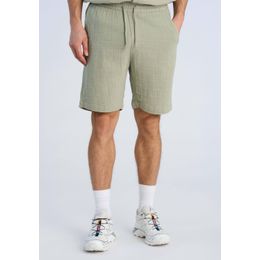 Shorts LINDBERGH "Freizeitshorts Wide Fit", Herren, Gr. L, dusty olive, Obermaterial: 100% Baumwolle, unifarben, weit, Hosen Shorts