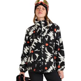 Fleecepullover Roxy "Alabama Full Zip Printed", Damen, Gr. L, schwarz big flower, Obermaterial: 100% Microfaser;, Sweatshirts Fleecepullover