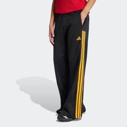 Sporthose adidas Sportswear "HOUSE OF TIRO, WEITES BEIN", Damen, Gr. L, N-Gr, schwarz, team power rot 2, collegiate gold, normal, gr., Obermaterial: 53% Baumwolle, 47% Polyester, Hosen Sporthose, sportlicher Stil, f&uuml;r Training und Freizeit, mit Kordelverschluss