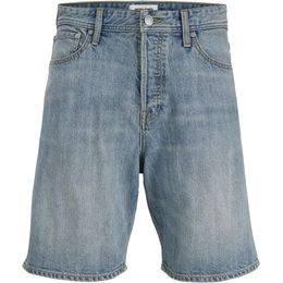 Jack & Jones Shorts JACK & JONES, Herren, Gr. S, N-Gr, blau denim, Denim/Jeans, Obermaterial: 100% Baumwolle, Abriebeffekte, relaxed fit, Hosen Shorts