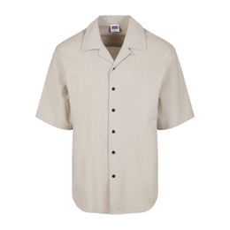 Langarmhemd Urban Classics "Urban Classics Herren Relaxed Seersucker Short Sleeve Shirt", Herren, Gr. L, US-Gr&ouml;&szlig;en, cloud, 100% Baumwolle, unifarben, relaxed fit, amerikanischer Ausschnitt, Hemden