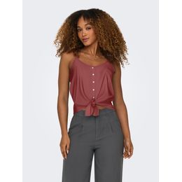 Tr&auml;gertop Only "ONLLECEY SL KNOT SINGLET NOOS WVN", Damen, Gr. M, apple butter, Web, Obermaterial: 63% Polyester, 27% Viskose, 10% Nylon, unifarben, regular fit normal, Rundhals, Tops Tr&auml;gertop, Materialmix, regular fit
