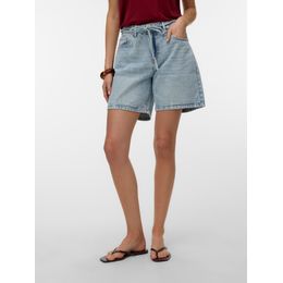 V&eacute;ro Moda Shorts VERO MODA "VMWIEN MR BELT SHORTS MIX GA NOOS", Damen, Gr. L, N-Gr, light blau denim, Denim/Jeans, Obermaterial: 80% Baumwolle, 20% Polyester, unifarben, relaxed fit kurz, Hosen Shorts, Baumwollmischung, relaxed fit