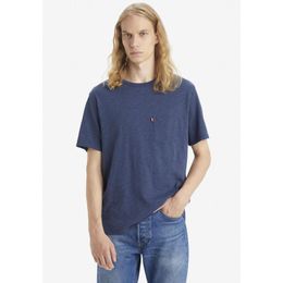Levi's T-Shirt LEVI'S "CLASSIC POCKET TEE", Herren, Gr. L, marineblaus heather slub jersey, Jersey, Obermaterial: 100% Baumwolle, meliert, regular fit normal, Rundhals, Shirts T-Shirt, mit aufgesetzter Brusttasche