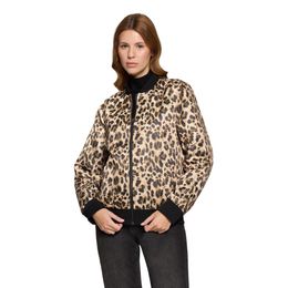 AMBER & JUNE Blouson AMBER & JUNE "Damen mit Stehkragen", Damen, Gr. 34, beige, schwarz, Obermaterial: 100% Polyester. Besatz: 95% Polyester, 5% Elasthan. Futter: 100% Polyester, l&auml;ssig geschnitten, Jacken Blouson