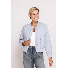 Kurzblazer Zhrill "ZHJULIE PADDED", Damen, Gr. L, blau, Web, Obermaterial: 100% Polyester, unifarben, l&auml;ssig geschnitten h&uuml;ftbedeckend, Rundhals, Flachstrickb&uuml;ndchen, Blazer Kurzblazer, im Blouson-Look und mit Steppung