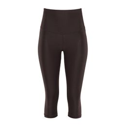 Leggings WINSHAPE "3/4 Functional Comfort HWL217C", Damen, Gr. L, Normalgr&ouml;&szlig;en, espresso, 85% Polyester, 15% Elasthan, Hosen Leggings, mit V-Shape Applikation und Core-Bund