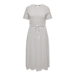 Jerseykleid Only CARMAKOMA "CARBLOOM LIFE S/S MAXI DRESS JRS", Damen, Gr. L, N-Gr, cloud dancer stripes:(dina) schwarz, Jersey, Obermaterial: 100% Baumwolle, gestreift, regular fit lang, Rundhals, Kleider Jerseykleid