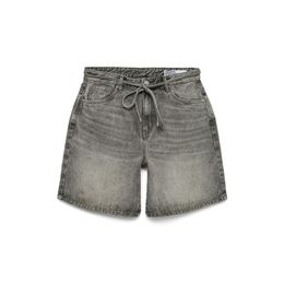 V&eacute;ro Moda Shorts VERO MODA "VMWIEN MR BELT SHORTS MIX GA NOOS", Damen, Gr. L, N-Gr, light grau denim, Denim/Jeans, Obermaterial: 80% Baumwolle, 20% Polyester, unifarben, relaxed fit kurz, Hosen Shorts, Baumwollmischung, relaxed fit