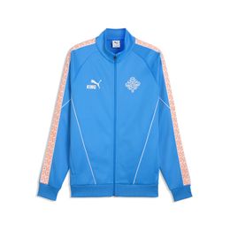 Sweatjacke Puma "Island KING Anthem Jacke Herren", Damen, Gr. L, electro royal wei&szlig; blau, Obermaterial: 37% Baumwolle, 63% Polyester. Taschenfutter: 100% Polyester. Rippe: 93% Polyester, 7% Elasthan. Besatz: 100% Polyester, Sweatjacken Sweatjacke