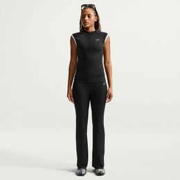 Sporthose Nike Sportswear "W NK FLARED PANT GLS", Damen, Gr. L, N-Gr, schwarz, Obermaterial: 89% Polyester, 11% Elasthan, Hosen Sporthose, ausgestelltes Bein, sportlicher Stil