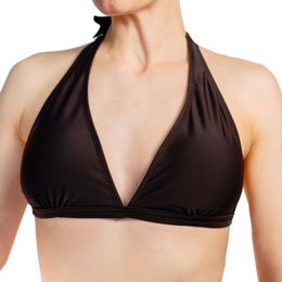 Triangel-Bikini-Top AQUARTI "Bikini Oberteil Damen Bikini Top Oberteil Triangel Neckholder Push Up Padded Zum Binden", Damen, Gr. 42, N-Gr, braun (design 041, zum binden, braun), Obermaterial: 80% Polyamid PA. 20% Elasthan EL., Bikini-Oberteile