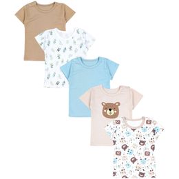 T-Shirt TUPTAM "Shirt Baby Kurzarm T-Shirt 5er Set", M&auml;dchen, Gr. 80, beige (b&auml;rchen bl&auml;tter beige eisberg), Obermaterial: 100% Baumwolle CO., Shirts T-Shirt