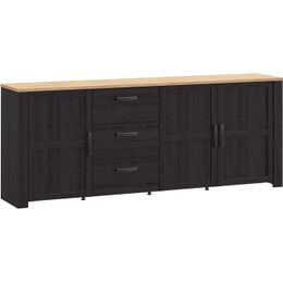 Sideboard FORTE "Bohol, gro&szlig;es Sideboard,Breite 2,20 mtr. Soft-Close, Stauraum", riviera eiche, cabazone eiche, B:220,8cm H:87cm T:42cm, Spanplatte, Sideboards, Sideboard, B/H/T 220,8/87/42cm, 3 T&uuml;ren, 3 SK