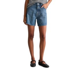 Marc O'Polo Jeansshorts MARC O'POLO DENIM "Model Filda relaxed aus Rigid Denim", Damen, Gr. 30, N-Gr, medium blau, Denim/Jeans, Obermaterial: 100% Baumwolle, relaxed fit ca. Mitte Oberschenkel, Jeans Jeansshorts, hohe Leibh&ouml;he