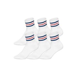 Kurzsocken HUDDLE "Socken HUDDLE 6pk Short Crew Socks Stripe 6er Pack", Herren, Gr. 35-38, wei&szlig; (wei&szlig;, blau, rot), Obermaterial: 81% Polyester PES. 16% Baumwolle CO. 3% Elasthan EL., Socken