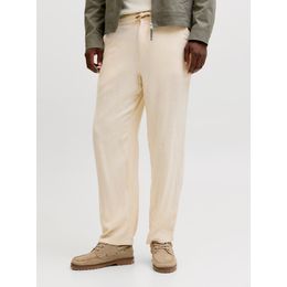 Jack & Jones Chinohose JACK & JONES "JPSTKARL MYKONOS LINEN BLEND CHINO", Herren, Gr. L, N-Gr, string, Web, Obermaterial: 55% Leinen, 45% Viskose, unifarben, loose fit kn&ouml;chellang, Hosen Chinohose