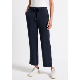 Jogger Pants Street One, Damen, Gr. 32, L&auml;nge 28, blau (tiefblau), Stoff, 100% Viskose, unifarben, loose fit kn&ouml;chelfrei, Hosen, Middle Waist