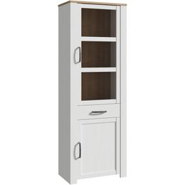 Highboard FORTE "Bohol, Vitrine, 1 Glast&uuml;re,1 SK, 1 T&uuml;re", riviera eiche, sibiu l&auml;rche hell, B:71,7cm H:205,4cm T:42cm, Glas, Spanplatte, Sideboards, Highboard, B/H/T 71,7/205,4/42 cm Beleuchtung optional bestellbar