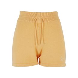 Stoffhose Karl Kani "Karl Kani Damen KW221-078-1 KK Small Signature Knit Shorts", Damen, Gr. M, US-Gr&ouml;&szlig;en, apricot, 35% Baumwolle, 30% Polyacryl, 25% Polyester, 10% Polyamid, normal, Hosen Stoffhose