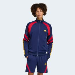 Trainingsjacke adidas Sportswear "HOUSE OF TIRO NATIONS PACK TRACK", Damen, Gr. L, dunkelblau, team power rot 2, crew gelb, Obermaterial: 53% Baumwolle, 47% Polyester, normal, Jacken Trainingsjacke
