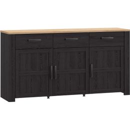 Sideboard FORTE "Bohol, Sideboard, Soft-Close, Stauraum", riviera eiche, cabazone eiche, B:166,1cm H:87cm T:42cm, Spanplatte, Sideboards, Sideboard, B/H/T 166,1/87/42cm, 3 T&uuml;ren, 3 SK