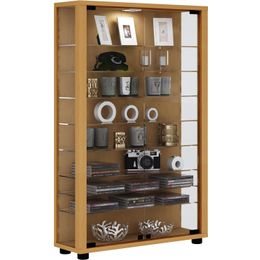 Standvitrine Vcm "Holz Glas Stand Vitrine Sammelvitrine Lumo Mini", braun (buche), B:59cm T:18cm, Obermaterial: 100% Holz Wood., Schr&auml;nke, Standvitrine